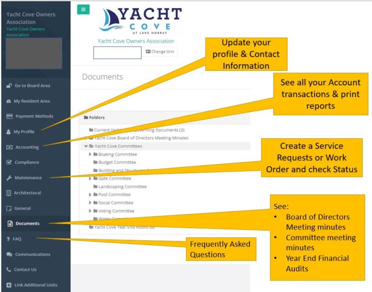 Owner Portal | Yacht Cove Condos
